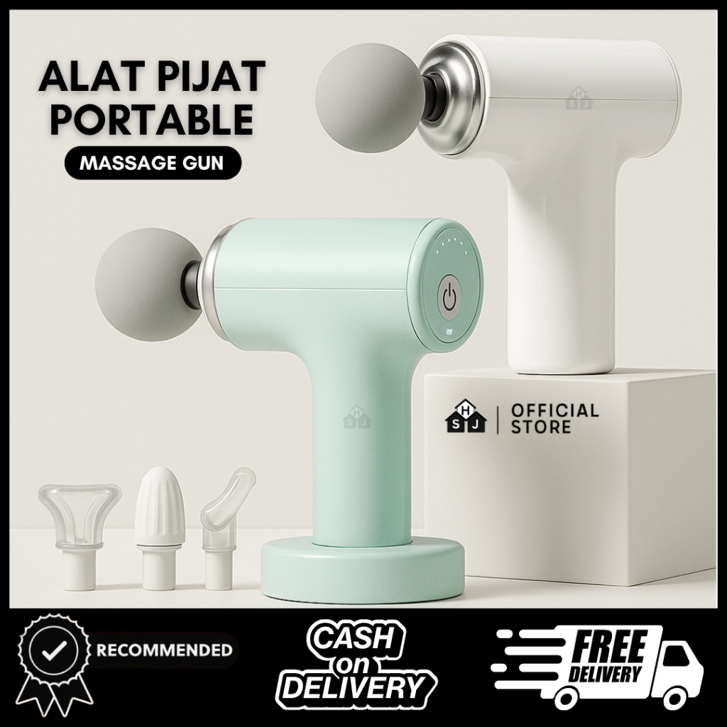 Jual Alat Pijat Elektrik Premium Massage Gun 4 in 1 Getar Terapi ...
