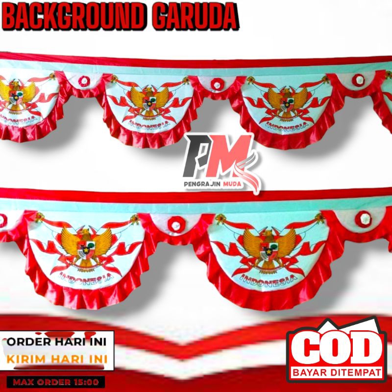 Jual BENDERA BACKGROUN GARUDA MERAH PUTIH PANJANG 5 GELOMBANG | Shopee ...