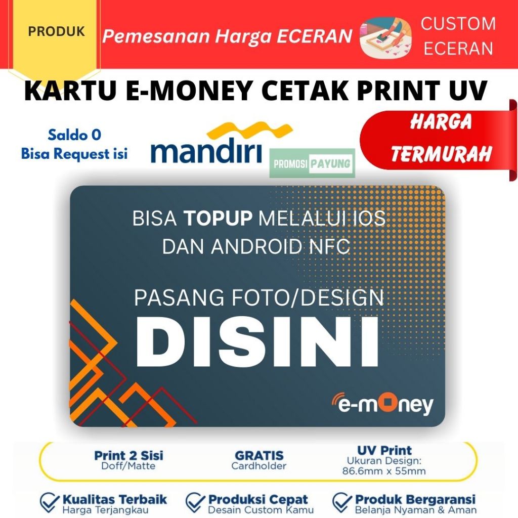 Jual [ CUSTOM ECERAN ] Kartu Etoll E-toll Emoney E-money custom print uv design suka-suka ...