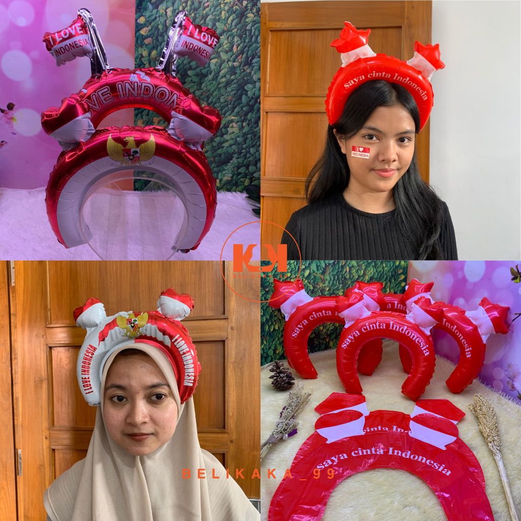 Jual BANDO BALON MERAH PUTIH HUT RI 17 AGUSTUS MOTIF LOVE BINTANG DAN ...