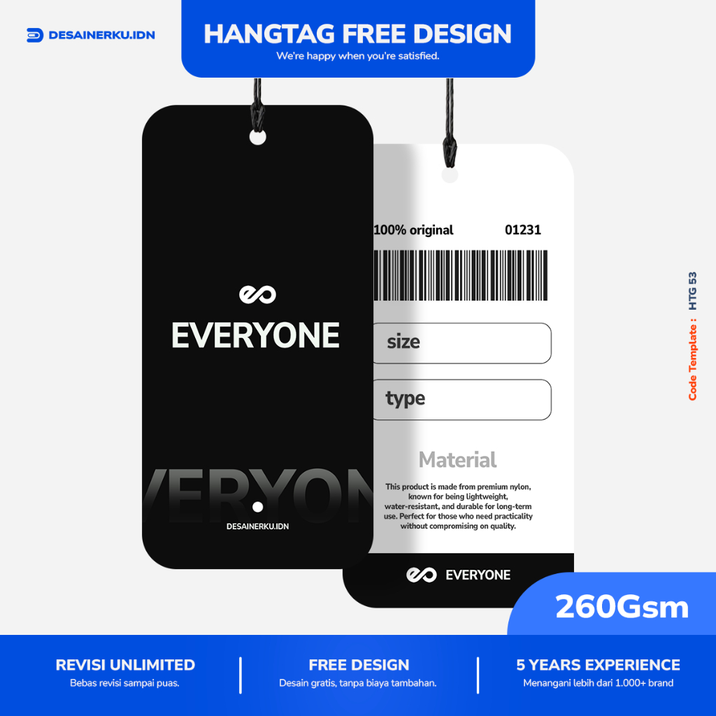 Jual Hangtag Baju Custom FREE DESIGN | Cetak Label Tag Baju Desain ...