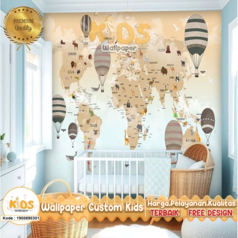 Jual Wallpaper Dinding Custom 3D Tema Maps World | Animasi Hewan ...