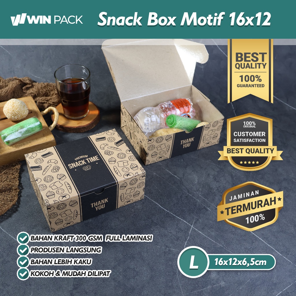 Jual Isi 25 Pcs Snack Box Laminasi 12X16 cm | Dus Kue 16x12 | 300 GSM ...
