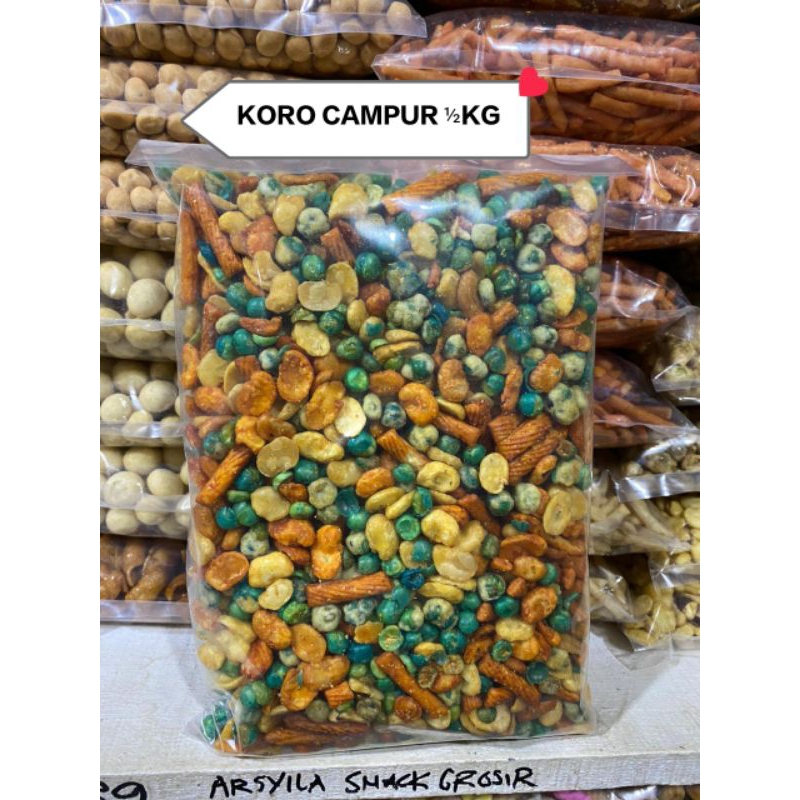Jual Snack Kiloan Koro Campur Jaipong,Mix /500gr Pedas/manis | Shopee ...