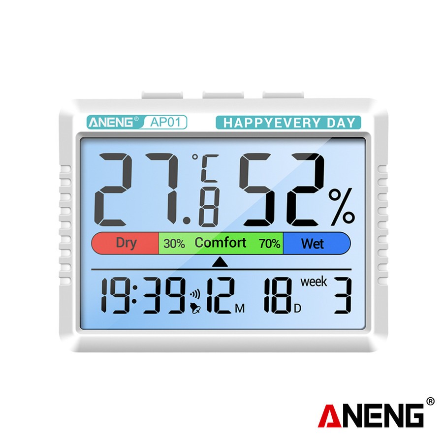 Jual Aneng AP01 Digital Thermo-hygrometer Clock Multiscene Temperature ...