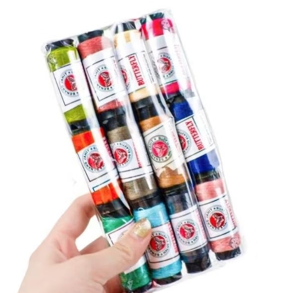 Jual 1pack- Benang jahit butterfly warna warni 1 pack isi 12pcs ...