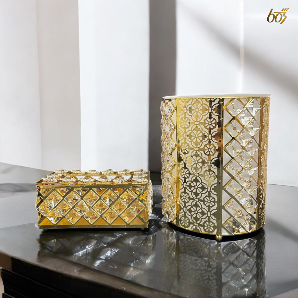 Jual 603New Set Tempat Sampah + Kotak Tissue Kristal/ Crystal Diamond ...