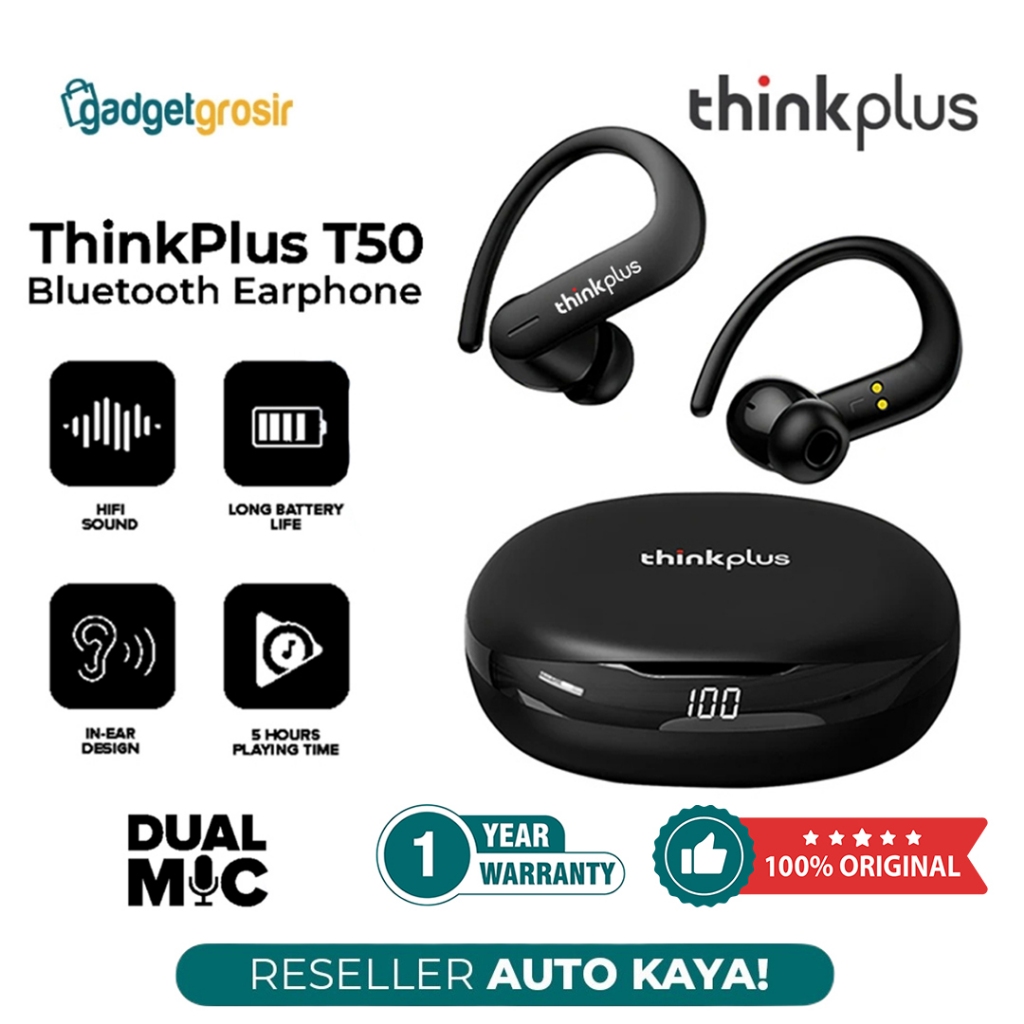 Jual TWS Thinkplus T50 True Wireless Bluetooth Earphone Sport With ENC HD Mic Support Call HiFi ...