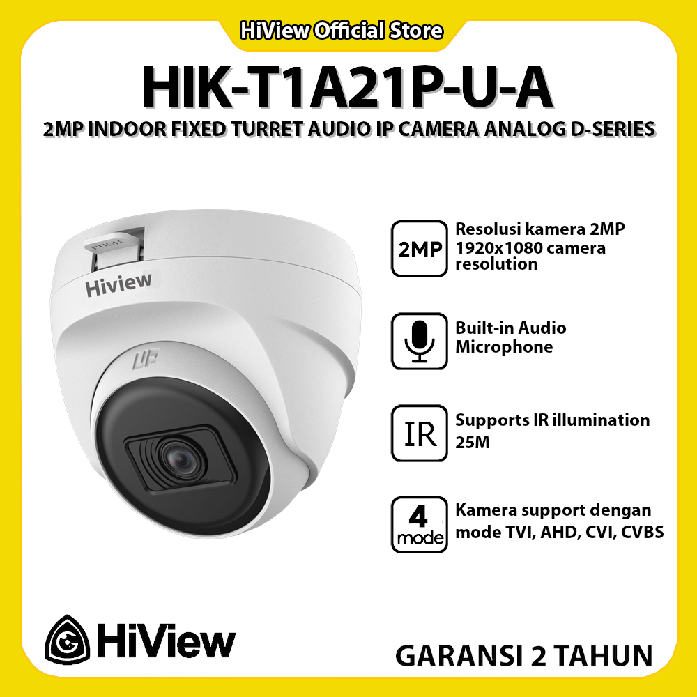 Jual HIVIEW HIK-T1A21P-U-A 2MP INDOOR FIXED TURRET AUDIO CAMERA ANALOG D-SERIES | Shopee Indonesia
