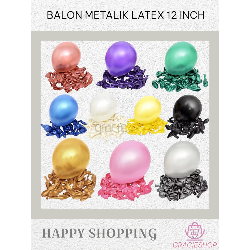 Jual Balon Metalik 12 Inch / Balon Ulang Tahun / Balon Ultah / Balik ...
