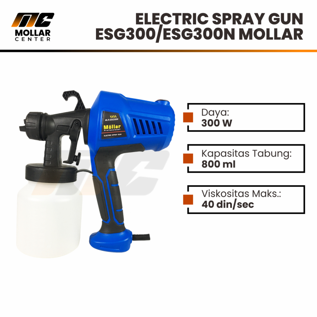 Jual Alat Semprot Cat Listrik Spray Gun Elektrik MOLLAR MLR-ESG300 Cat ...