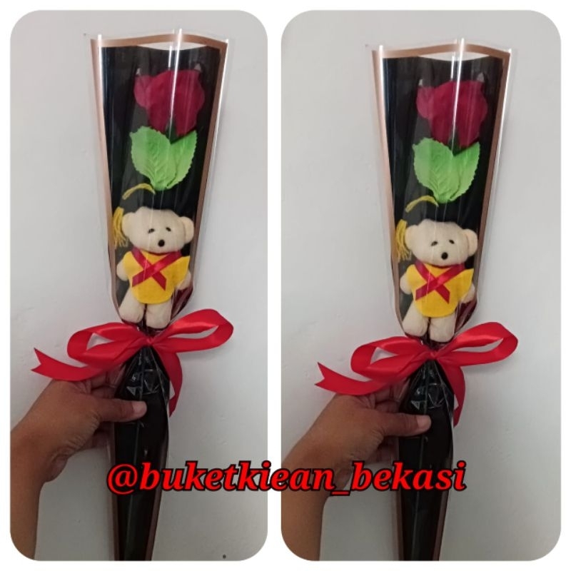 Jual buket boneka mini / buket mawar setangkai/ buket bunga/ buket ...