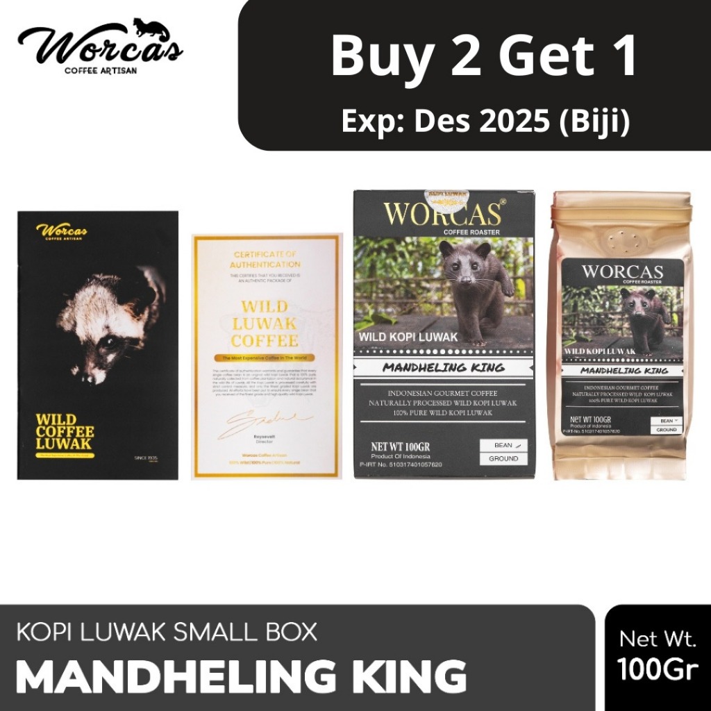 Jual WORCAS Kopi Luwak Liar Mandheling King 100gr - Small Box | Shopee ...