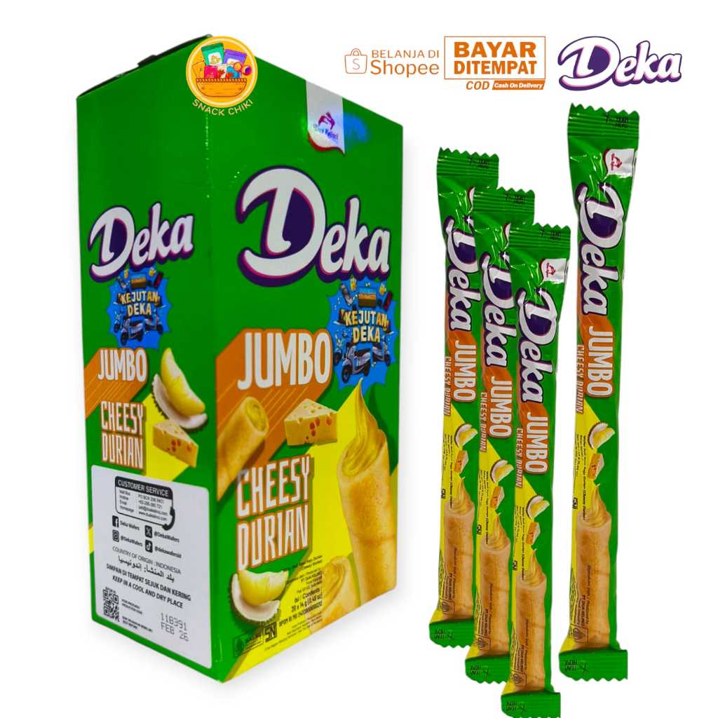 Jual DEKA JUMBOO WAFER ROLL RASA CHEESY DURIAN HARGA PER 2 BOX 40 PCS ...