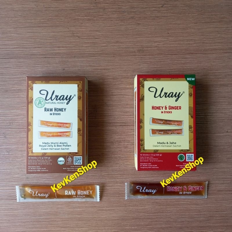 Jual Madu URAY Raw Honey atau Ginger Jahe Harga per Kotak isi 10 Sticks Sachet | Shopee Indonesia