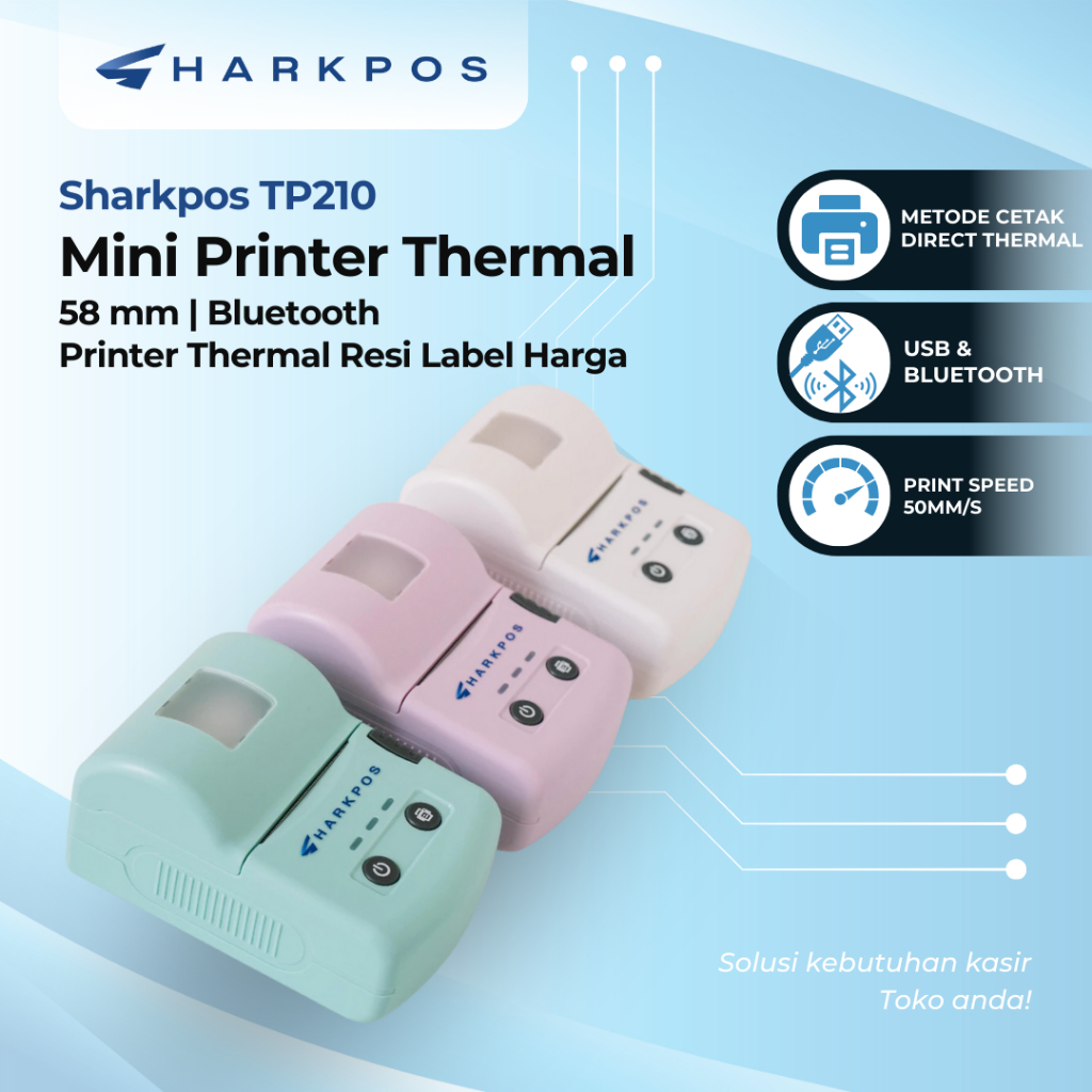 Jual Sharkpos TP210 Mini Printer Label Bluetooth 58mm Printer Thermal ...