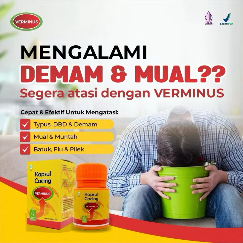 Jual Kapsul Cacing Verminus isi 30 Obat Demam DBD Typus dan lainnya ...