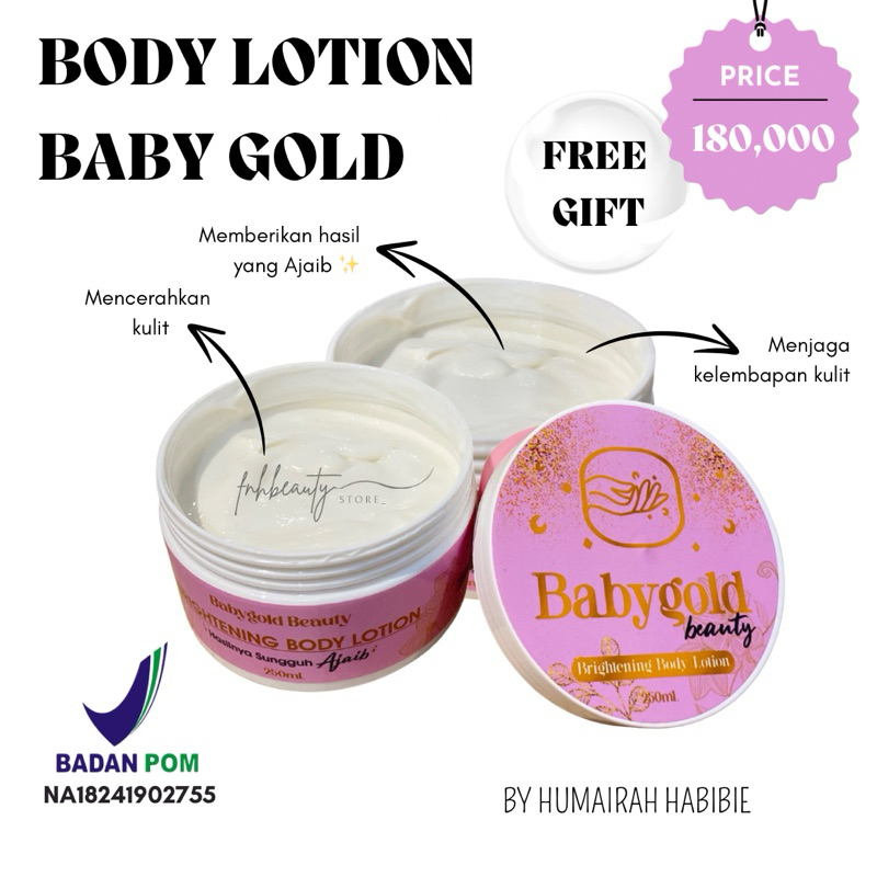 Jual BODY LOTION AJAIB BABY GOLD BPOM BY HUMAIRAH HABIBIE (FREE GIFT ...