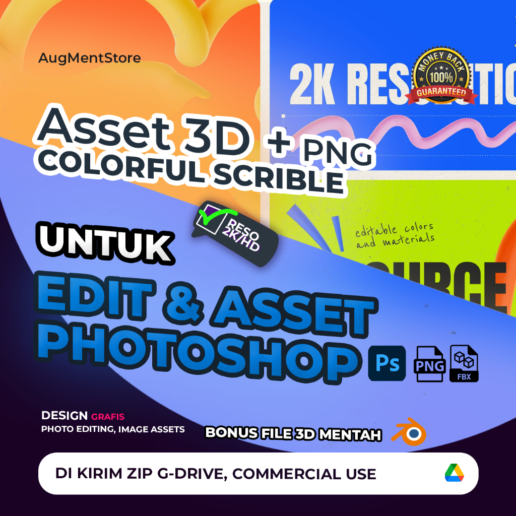 Jual 30+ Elemen Scribble 3D Berwarna – PNG 2K, untuk PHOTOSHOP | BONUS ...