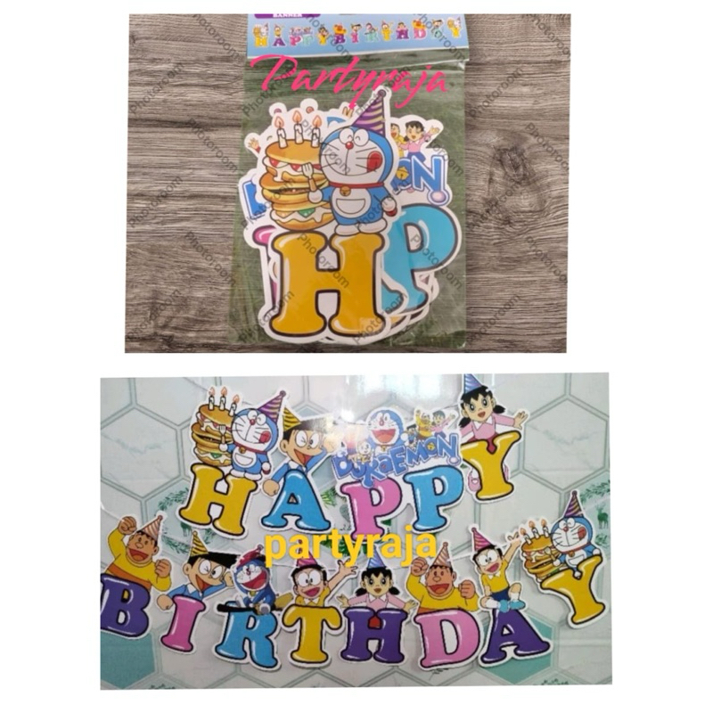 Jual Banner Jumbo Karakter Doraemon / Banner Ulang Tahun /Tulisan Happy ...