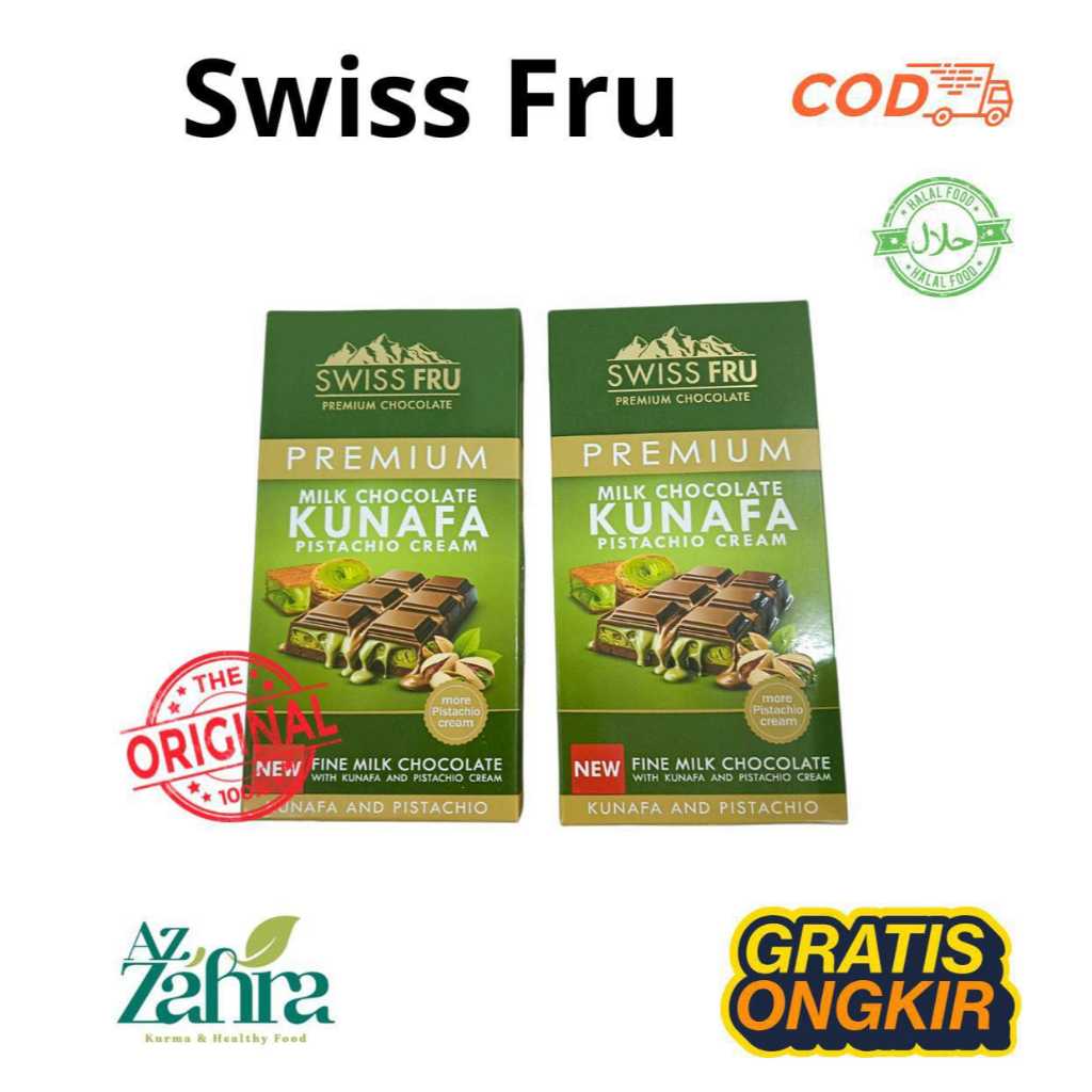 Jual Cokelat Swiss Fru Premium Dubai – Milk Chocolate Isi Krim Kunafa & Pistachio | Shopee Indonesia