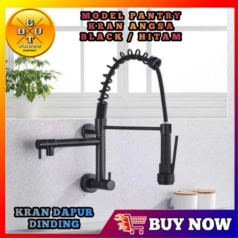 Jual Keran Wastafel Dinding Warna Hitam Model Pantry Kran Angsa Dapur ...