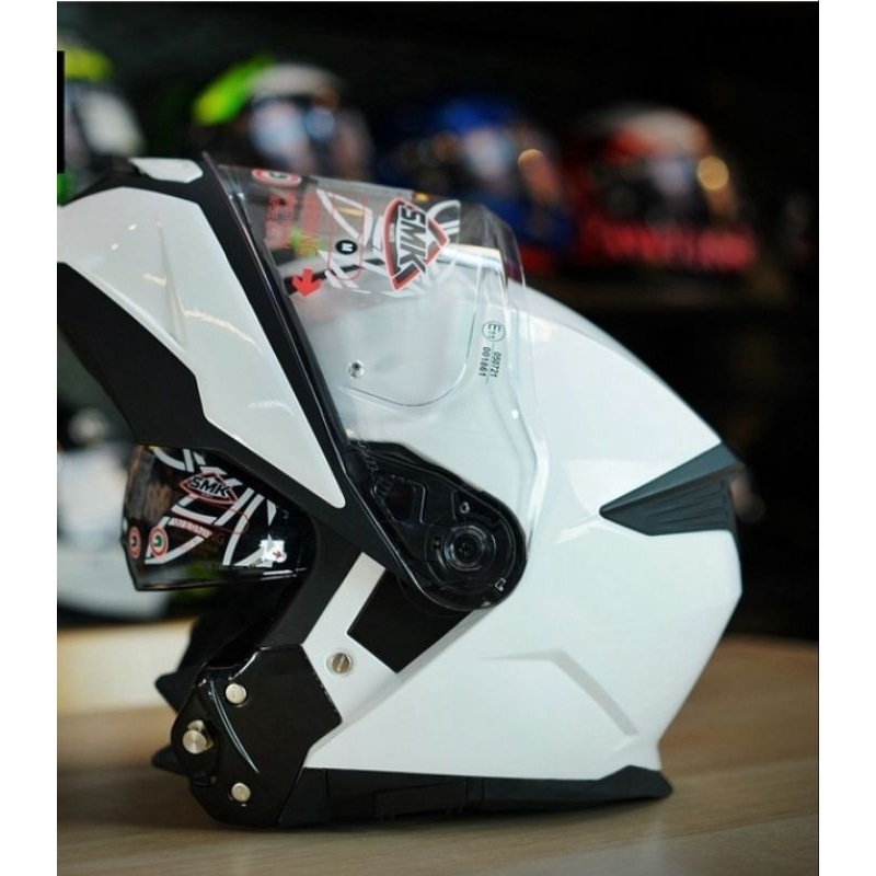 Jual HELM SMK GULLWING WHITE SOLID MODULAR SPORT GRAND TOURING FULLFACE ...