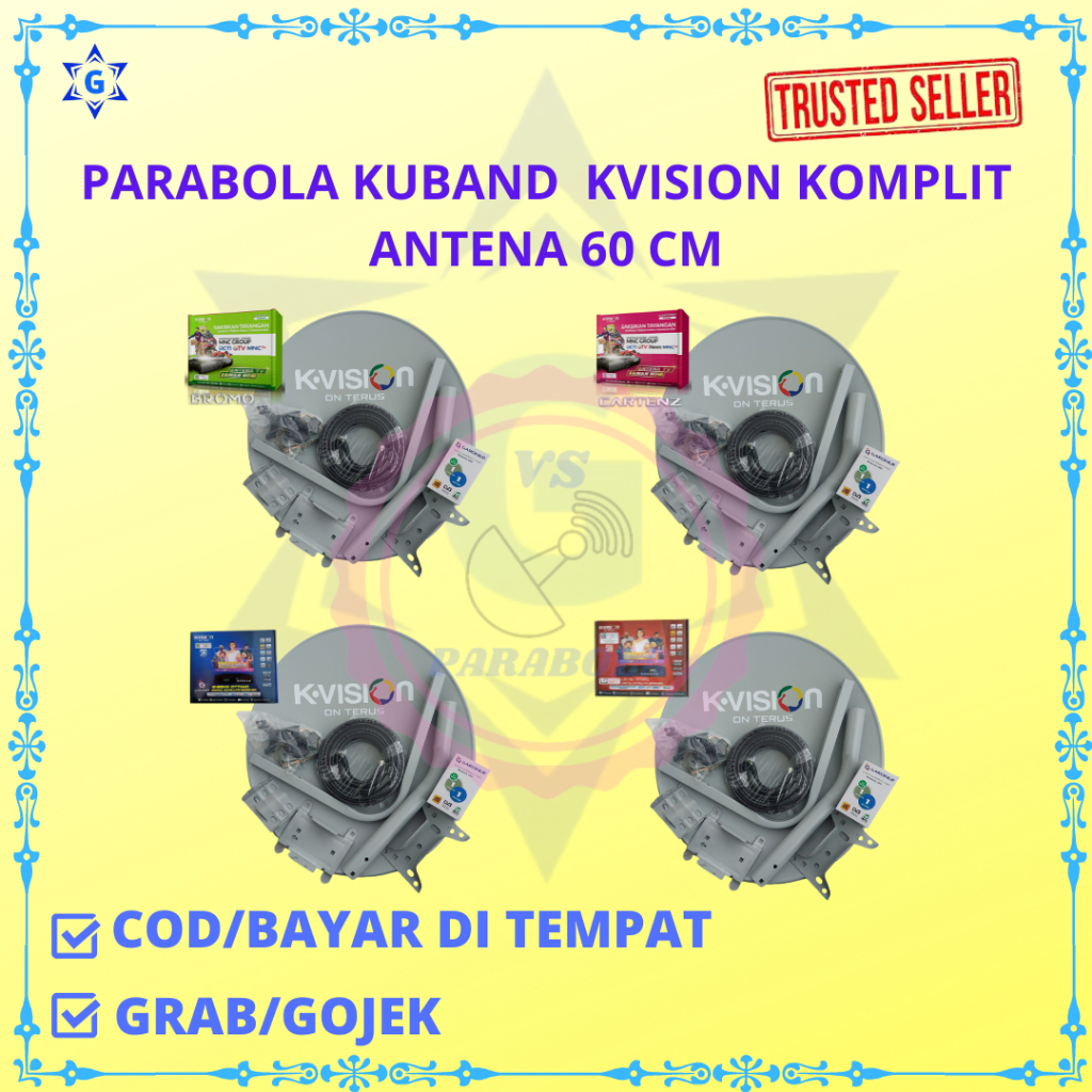 Jual PARABOLA KUBAND KVISION KOMPLIT ANTENA 60 CM TERMASUK RECEIVER ...