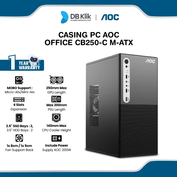 Jual AOC Casing PC Office CB250-C m-ATX include PSU 200W | Shopee Indonesia