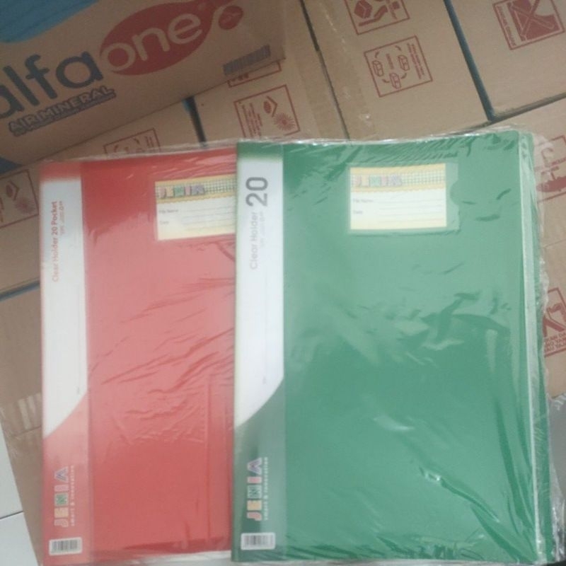 Jual clear holder ,,map file berkas isi 20 sheet merk jenia warna hijau ...