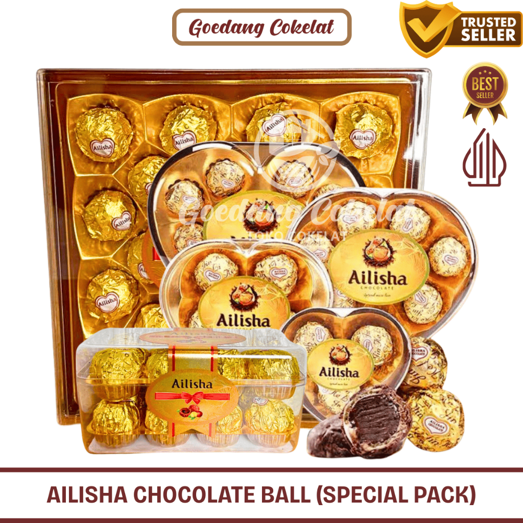 Jual Ailisha Chocolate Coklat Wafer Ball Box Bentuk Love Shape Alishia ...