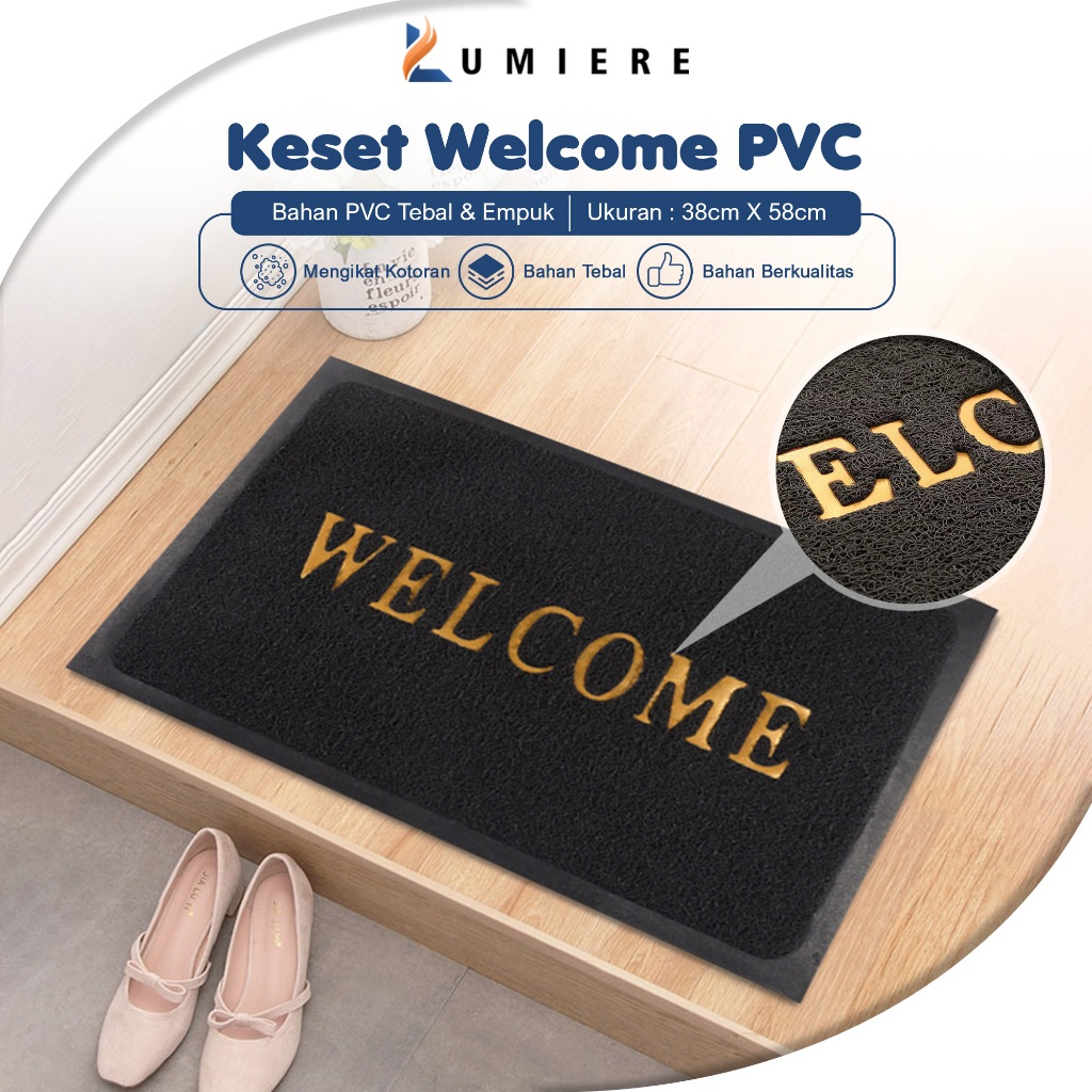 Jual Lumiere - Keset Lantai Welcome PVC Mie Bihun 38x58CM Anti Slip ...