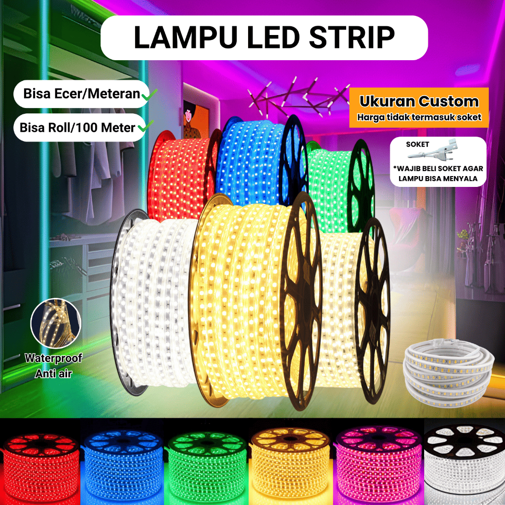 Jual Paket 1 Set lampu LED Strip 5050 /Paket 1 set lampu Selang Led ...