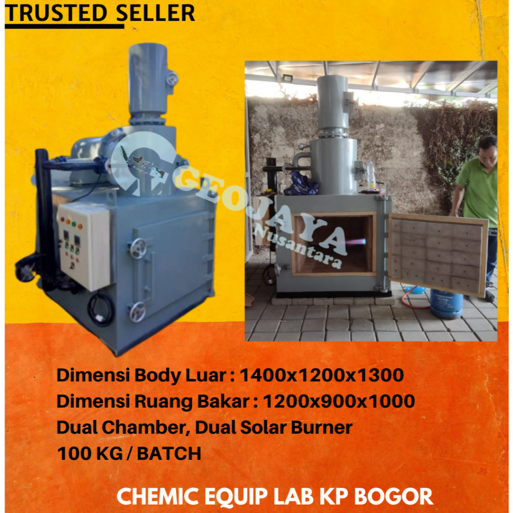 Jual 100 KG/BATCH INCINERATOR PEMBAKAR SAMPAH MEDIS DUAL CHAMBER SOLAR | Shopee Indonesia