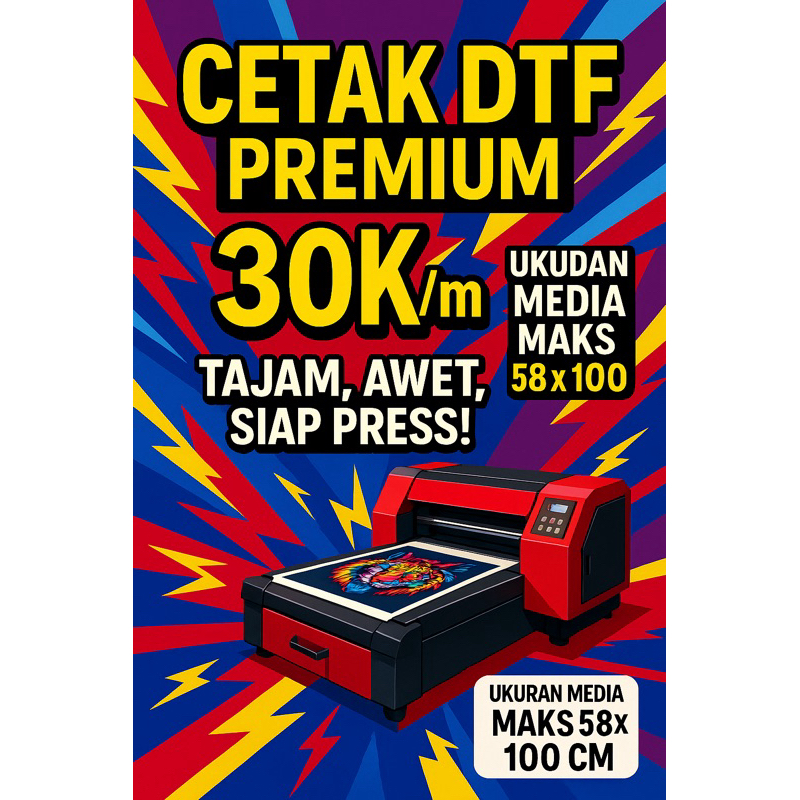 Jual Cetak DTF Murah | Sablon DTF Siap Press 58x100cm | Warna Tajam & Premium | Shopee Indonesia
