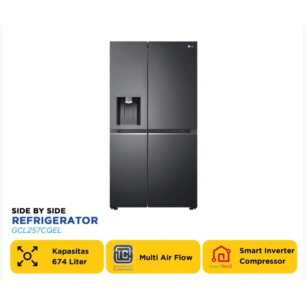 Jual LG KULKAS SIDE BY SIDE REFRIGERATOR GCL257CQEL | Shopee Indonesia
