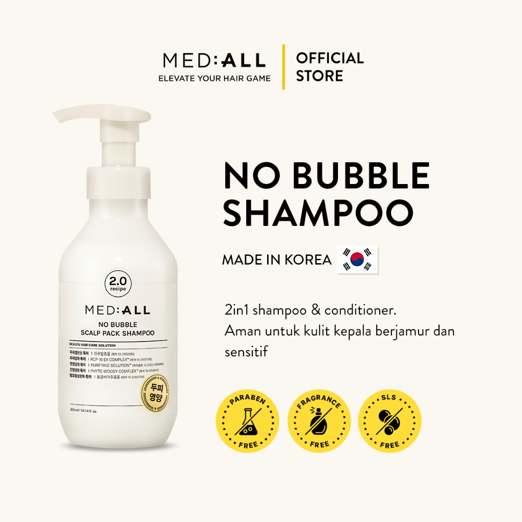 Jual MEDIALL No Bubble Scalp Pack Shampoo 300ml // baby shampoo eksim psoriasis kering ketombe ...