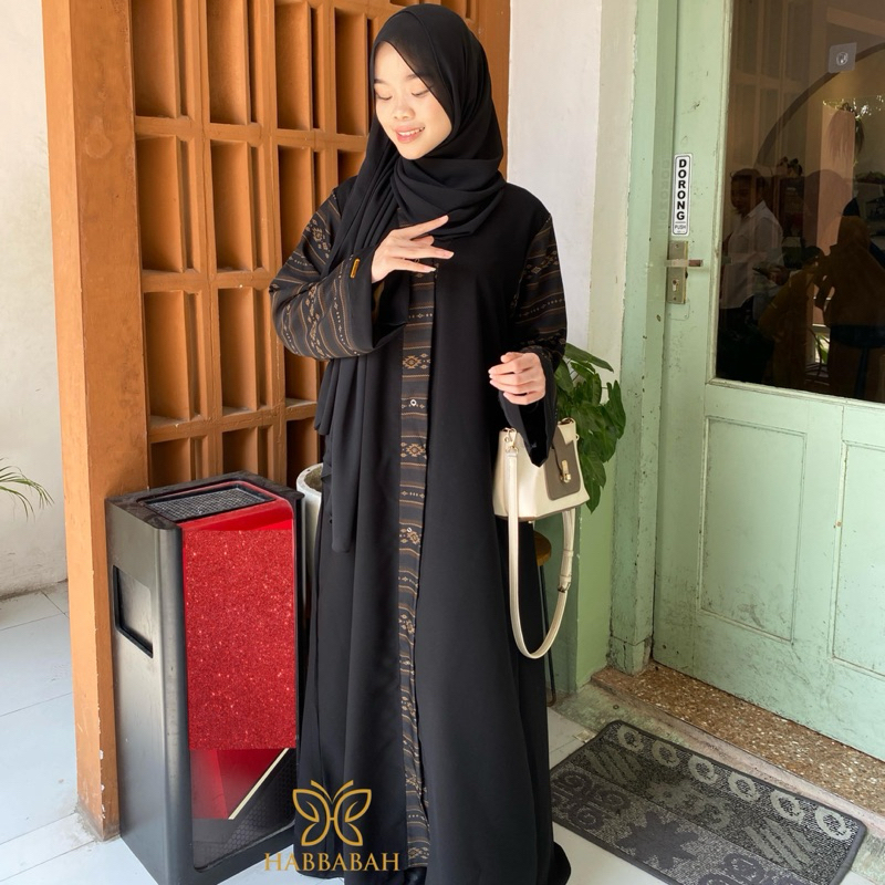 Jual Gamis Abaya Premium Arabian Look Habbabah | Gamis Hitam Motif ...