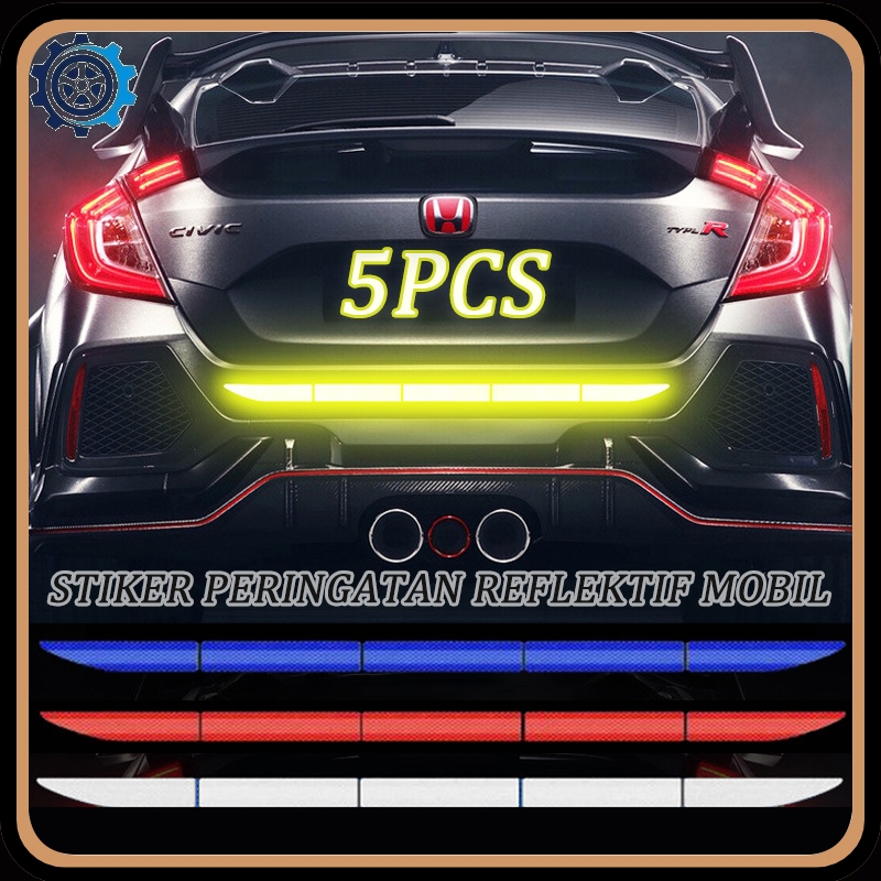 Jual 5PCS Stiker Reflektor Bumper Body Belakang Mobil 3D Warning Strip ...