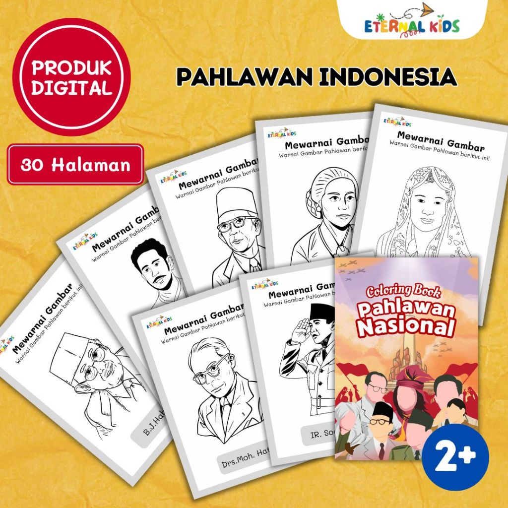 Jual Eternal Kids - 15 Lembar Buku Mewarnai Tema Pahlwan Indonesia ...