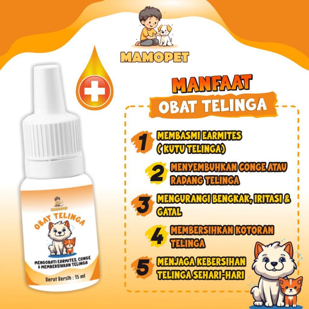 Jual obat kuping kucing anjing MAMOPET Obat TELINGA 15ML Kucing Anjing ...