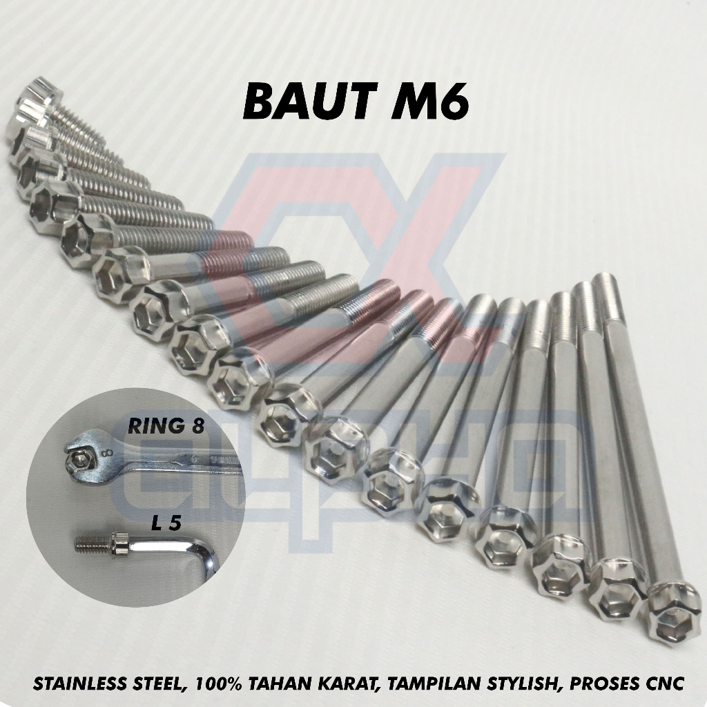 Jual Baut Stainless CNC 2 Kunci Drat 10 M6 tipe HEX NON by Alpha Project Handmade Probolt ...