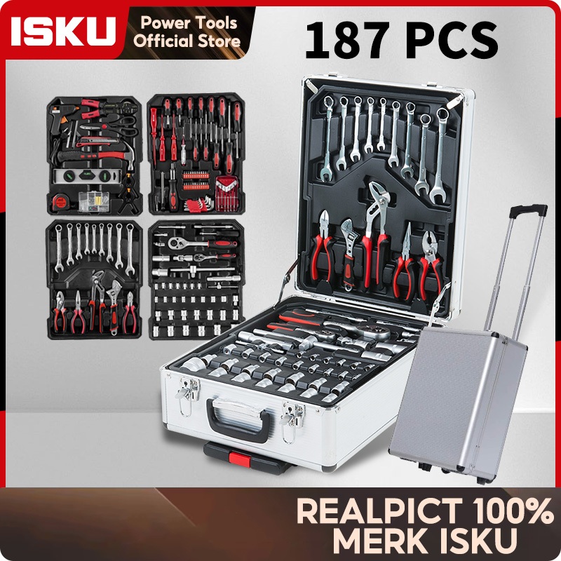 Jual ISKU Tool kit Set alat Kunci Sok set 187pcs/121pcs/82pcs kunci ...