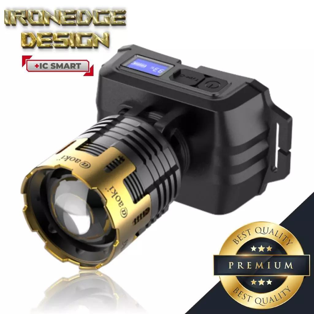 Jual Senter Kepala LED Zoom 90 Watt 2000 Lumen Aoki IRONEDGE DESIGN AK-3655A PRO Cahaya Putih ...