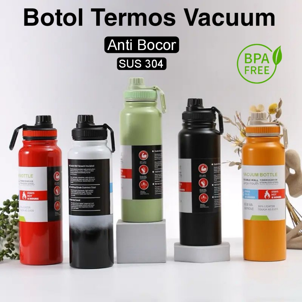 Jual Botol Minum Vacuum Stainless 800ml & 1Liter/ Termos Tumbler Sport ...
