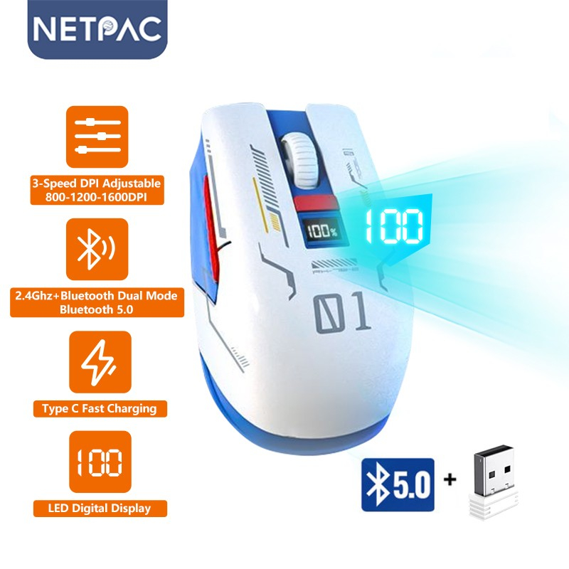 Jual NETPAC Mouse Wireless Gaming M1 Bluetooth 2.4G Type-C Usb 3 Model ...