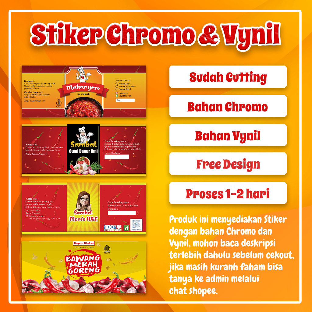 Jual CETAK LABEL/STIKER BOTOL KEMASAN 100gr, 150gr, 200gr, STIKER ...