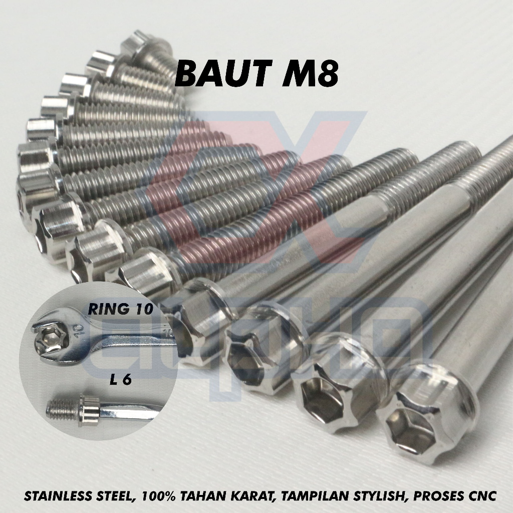 Jual Baut Stainless CNC 2 Kunci Drat 12 M8 Tipe Hex Plus by Alpha Project Handmade Probolt ...