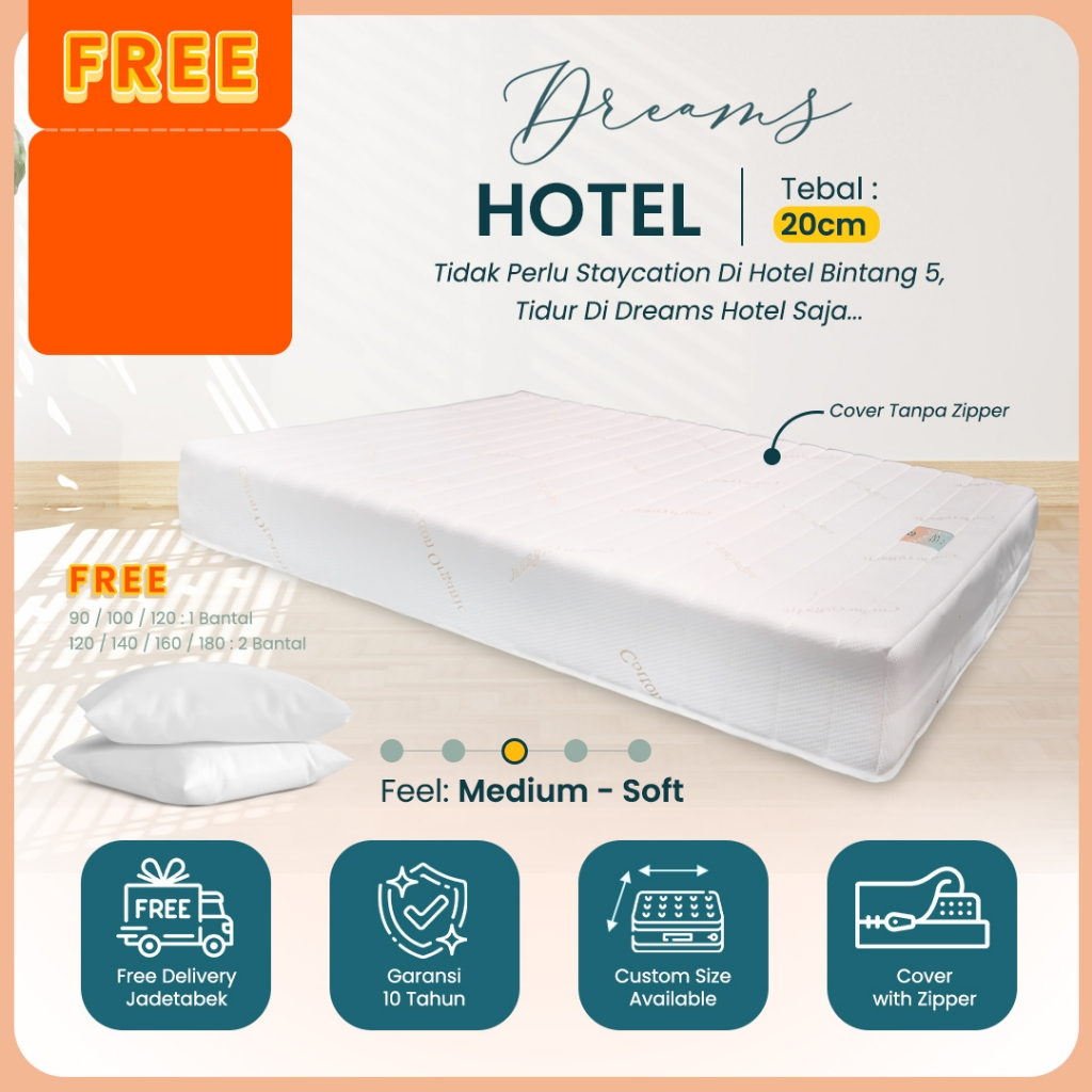 Jual Kasur Latex Dreams Hotel 20cm - Hotel Bed - Medium Soft | Shopee ...