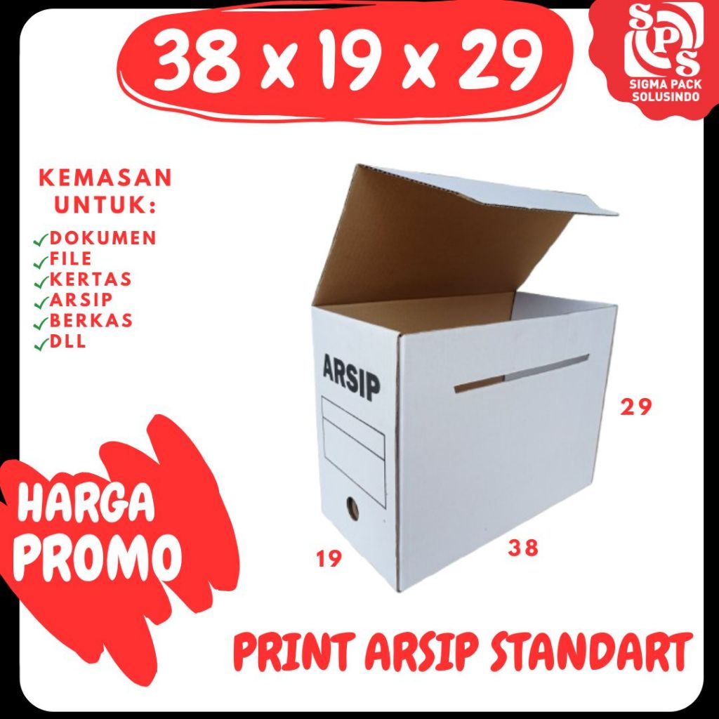 Jual Box Arsip Print Standart 38x19x29 Putih Kardus File Arsip Packing ...